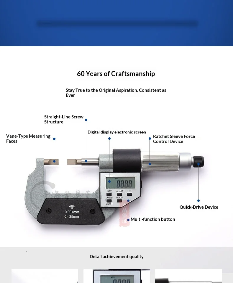 Digital Display Electronic Blade (knife Edge) Micrometer 0-25MM 0.001 ...