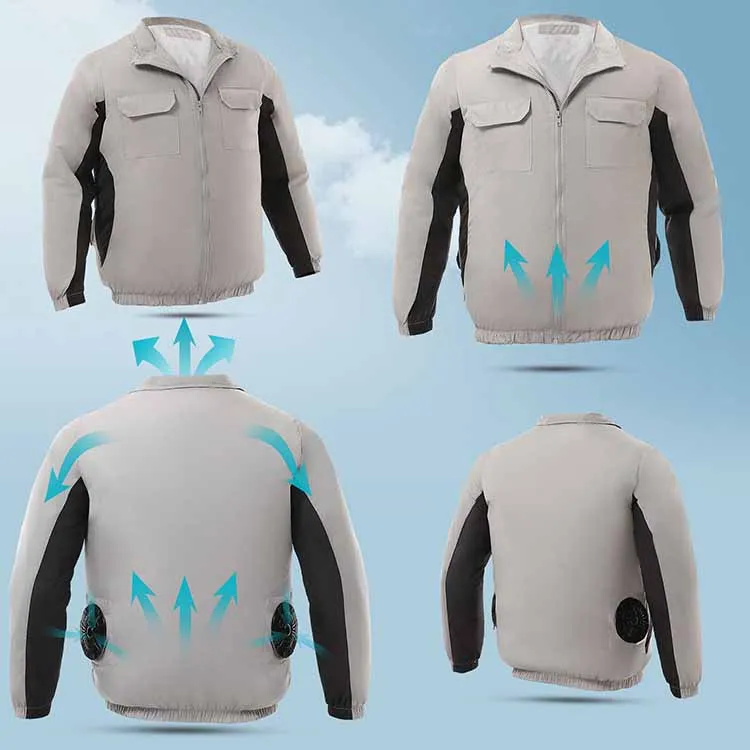 Sun Protection Work Jacket with Cooling Fans - Vinmori