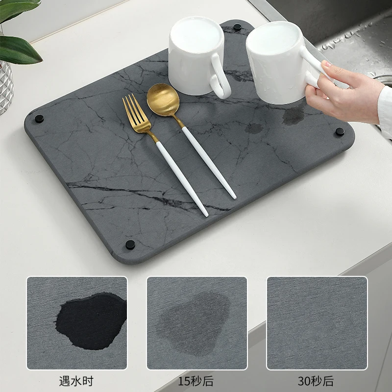 Grooved Stone Drying Mat - Absorbent Diatomite Water Stone