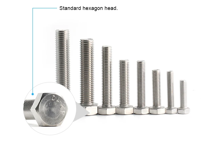 Din933 Din931 Ss304 A2 70 A4 80 M6 M12 Hex Flat Head Bolts A480 Stainless Steel 316 Hexagon Head ...