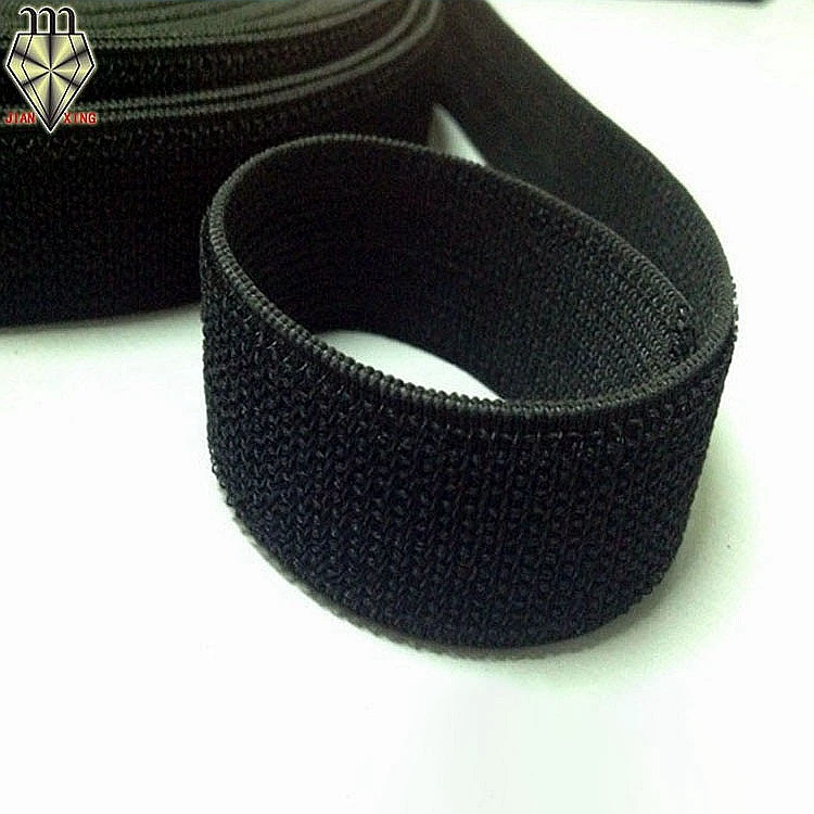 Nylon Black Hook Loop Elastic Bands And Non-elastic Unnapped Loop Tape ...