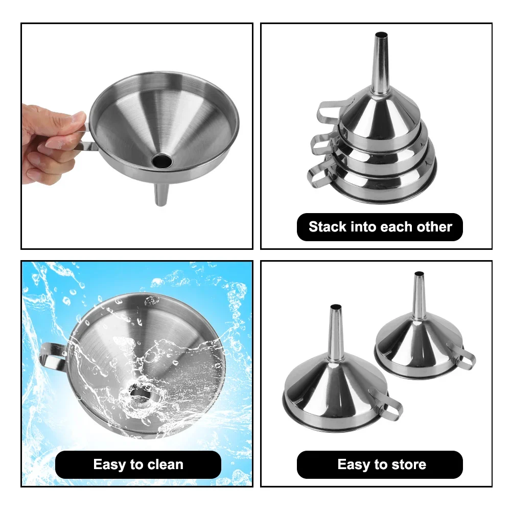 Big Stainless Steel Eco-Friendly Silver Funnel Kitchen Oil Liquid Metal ...