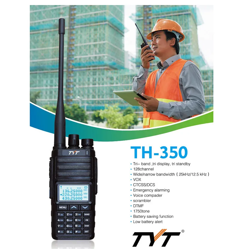TYT TH-350 Radio Aviation Walkie Talkie - Tri-Band, Tri-display