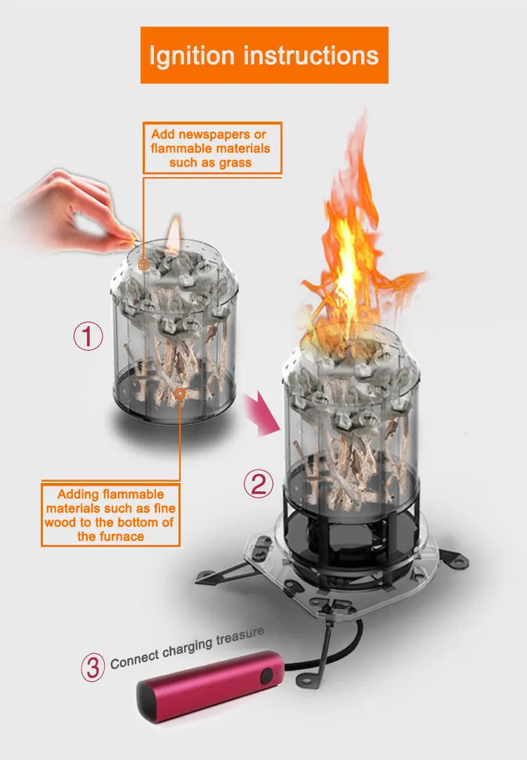 High Efficiency Camping Stove - USB Powered Biomass Stove