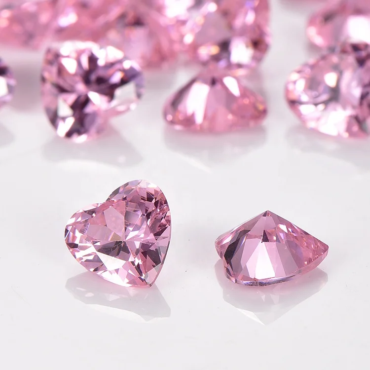 Grade 3a Synthetic Cubic Zirconia Heart Shape 8x8mm Pink Color Cz For ...