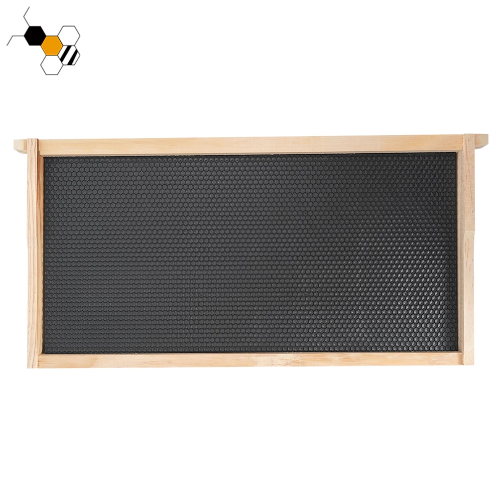 Beekeeping Wooden Langstroth Medium Brood Frames Assembled Black Bee Hive Frames with Plastic ...