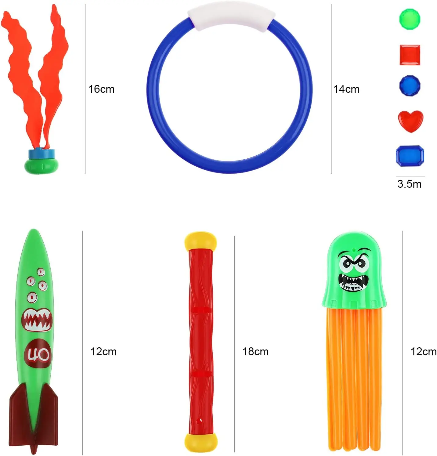 Underwater Dive Toys Torpedo Gems Shark Rings Sea Animals Toddlers ...