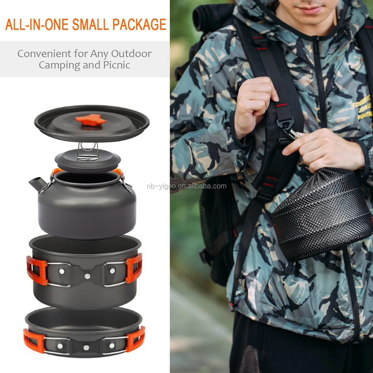 11piece Camping Cookware Set Campfire Kettle Outdoor Cooking Mess Kit ...