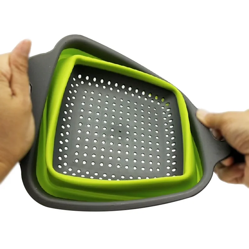 2pk Square Shape Silicone Plastic Kitchen Folding Colander Set With ...