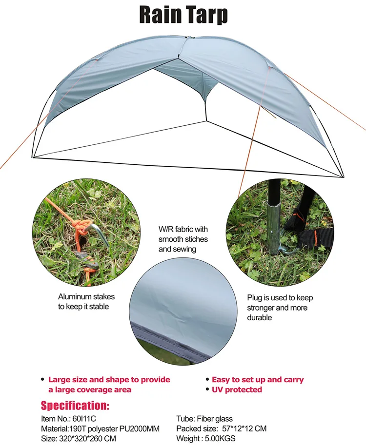 HOMFUL Portable Waterproof Multiplayer Rain Fly Tent Shelter Camping ...