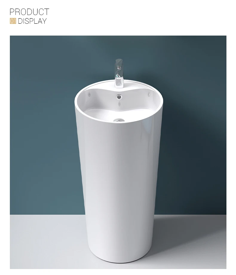Cone Cylindrical Pedestal Hand Wash Basin - Modern Glossy White Design ...