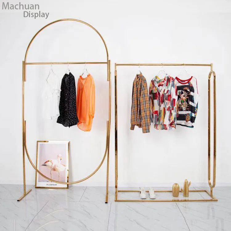 Glanzend Metalen Goud Kleding Rack Retail Display Plank Voor Winkel ...