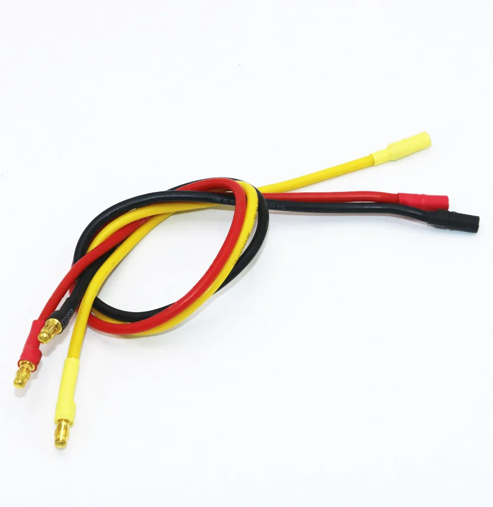 3.5mm Gold Bullet Banana Plug Extension Wires 30cm 16AWG