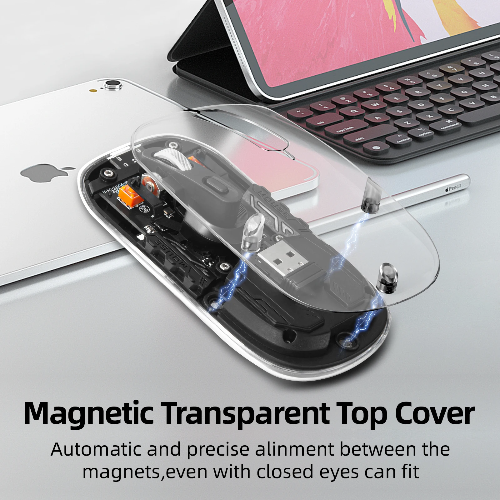 Transparent Black Led Bluetooth Wireless Mouse For Macbook Airmacbook ...