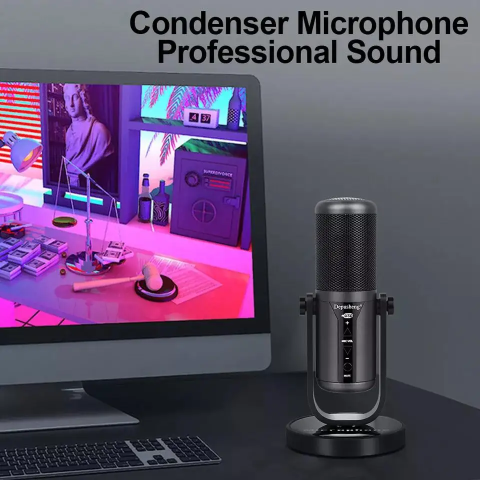 Depusheng K12 USB Desktop Condenser Microphone for Gaming