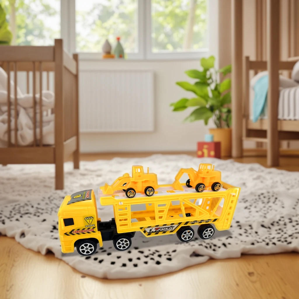 Children's Cartoon Inertia Friction Toy Vehicle Set Plastic Tractor ...
