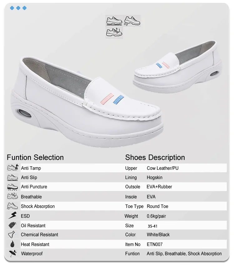 White Unique Medical Women Nurse Mate High Heel Nurse Shoes With Wedge ...