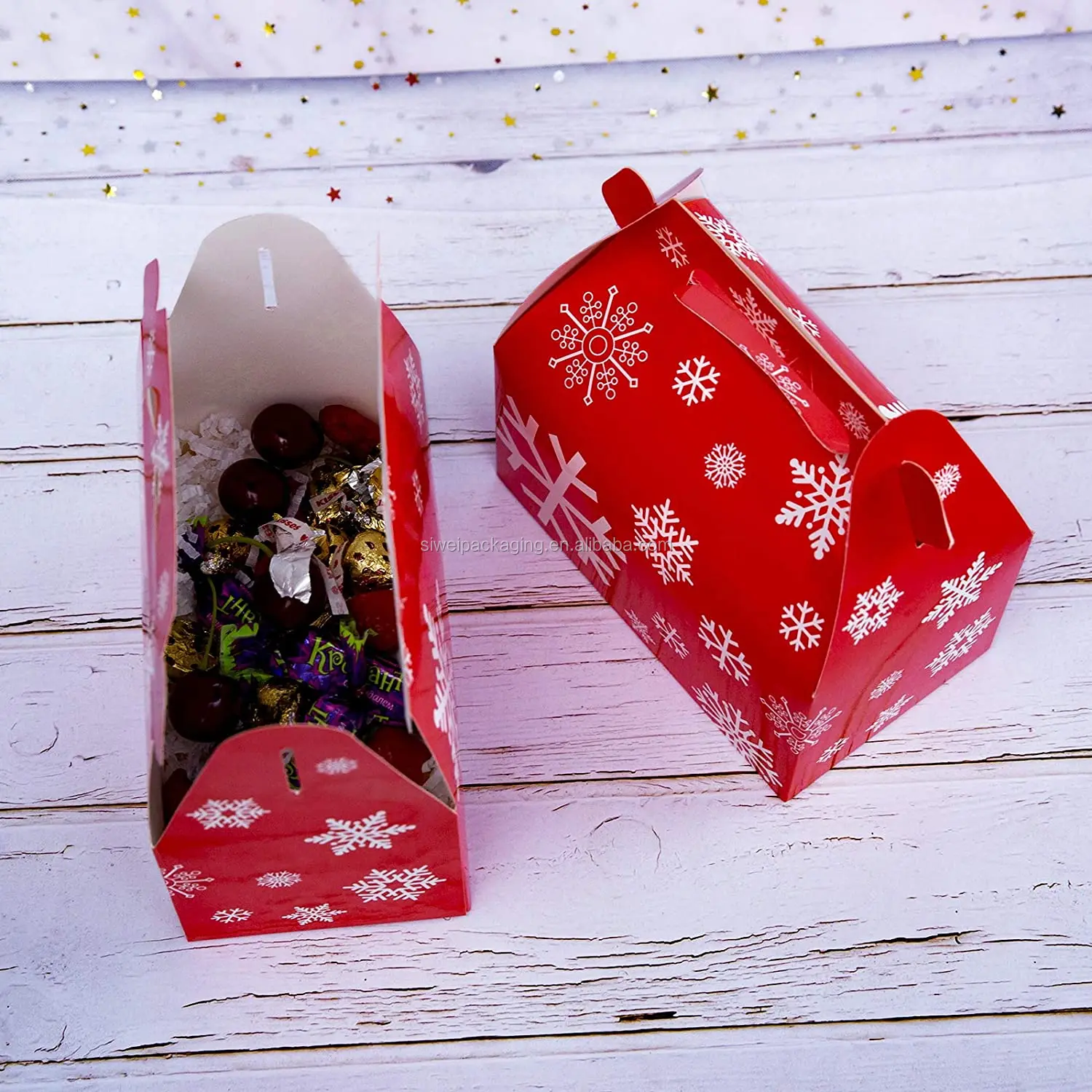 Small Goodie Treat Red Chocolate Candy Box Christmas Packing Boxes ...