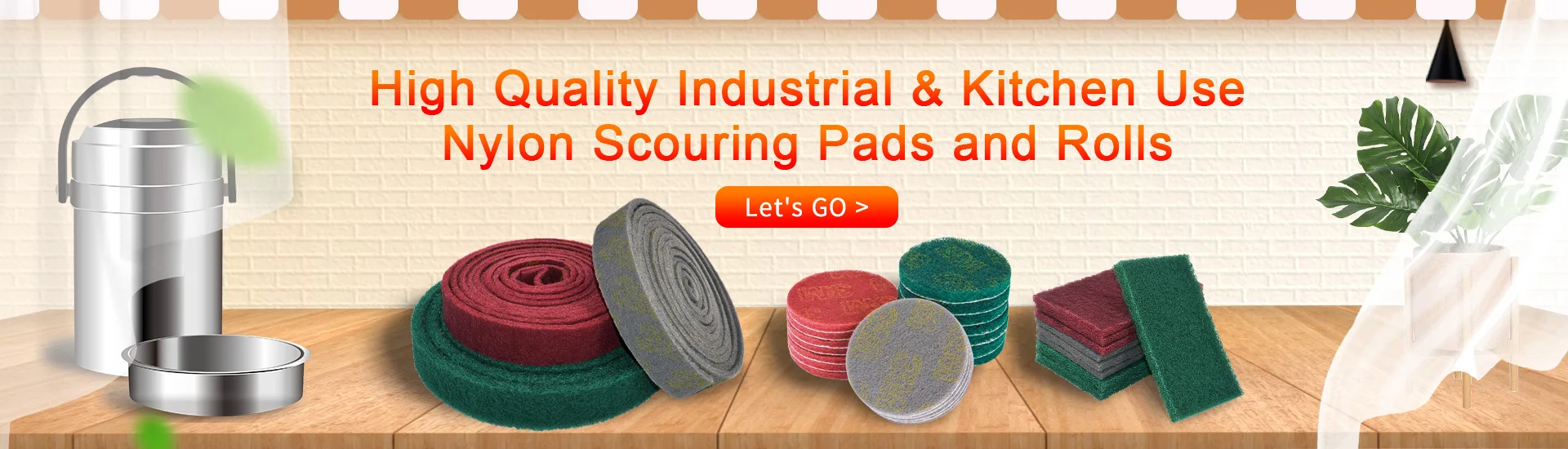 Industrial Kitchen Cleaning Sponge Green Nylon Scouring Pad In Rolls ...