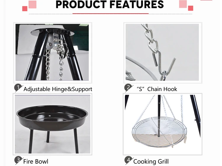 Wholesale Adjustable High Barbecue Outdoor Firepit Bbq Charcoal Tripod ...