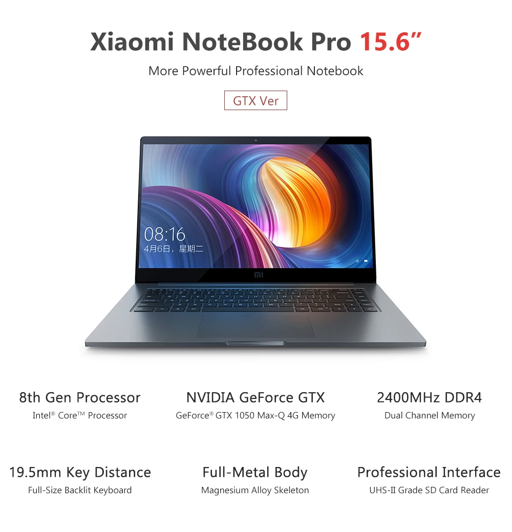 Xiaomi Mi Laptop Air Pro 15.6 Inch Gtx1050 Max-q Notebook Intel Core I7 ...