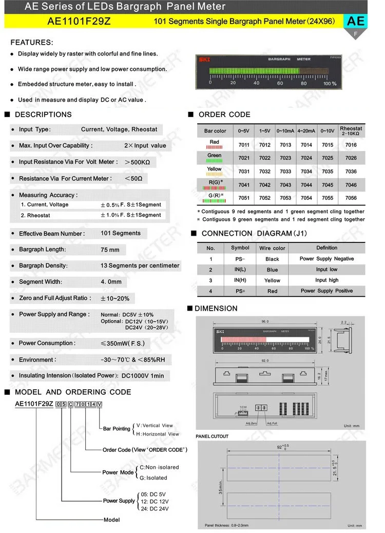Taidacent LED Bar Graph Segments - 24x96 Array for Ships