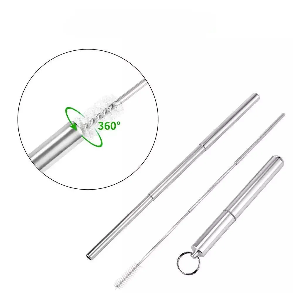 Stainless Steel 304 Portable Collapsible Straws,Reusable Folding Metal ...