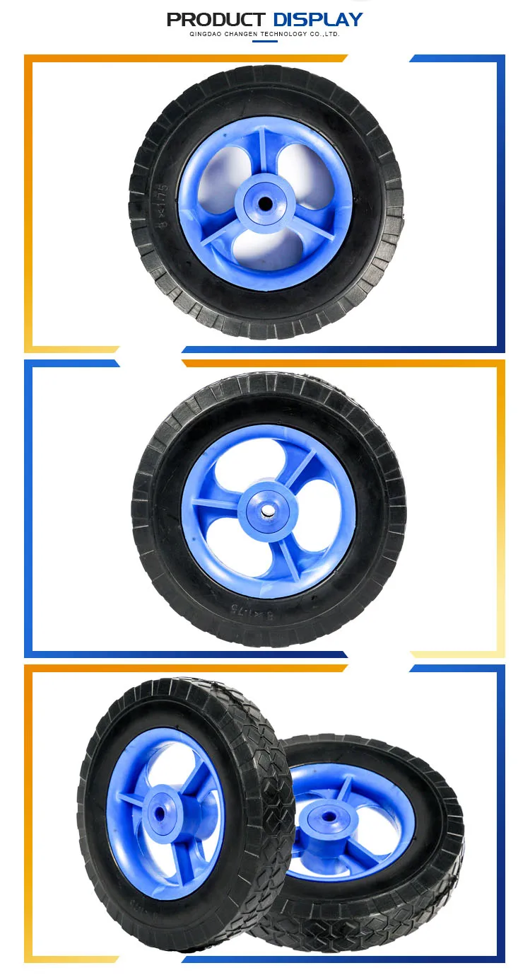 8 Inch Rubber Solid Wheel - Durable Tires for Hand Trolleys