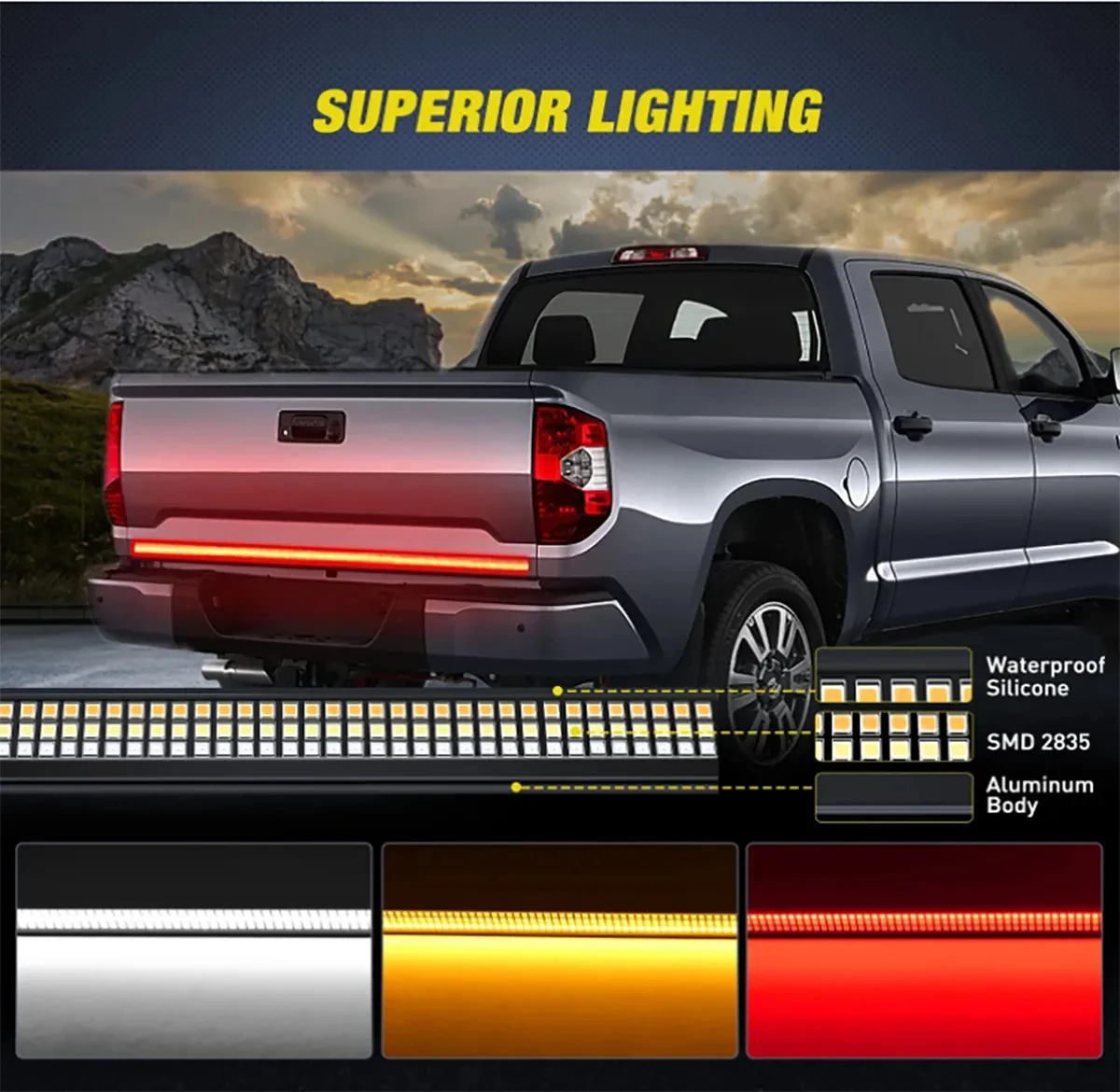 Triple Led Tailgate Light 48 60''Brake Light Bar With Reverse Turn ...