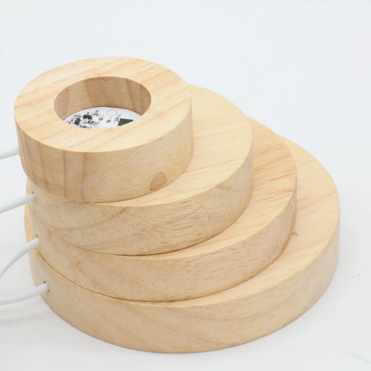 New Crystal Wood Lamp Base Wooden Led Light Rotating Display Stand ...
