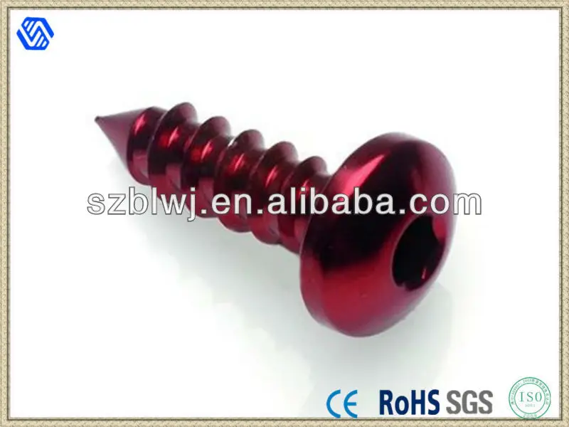 Colored Self Tapping Anodized Aluminum Screws - Red M4.5x13