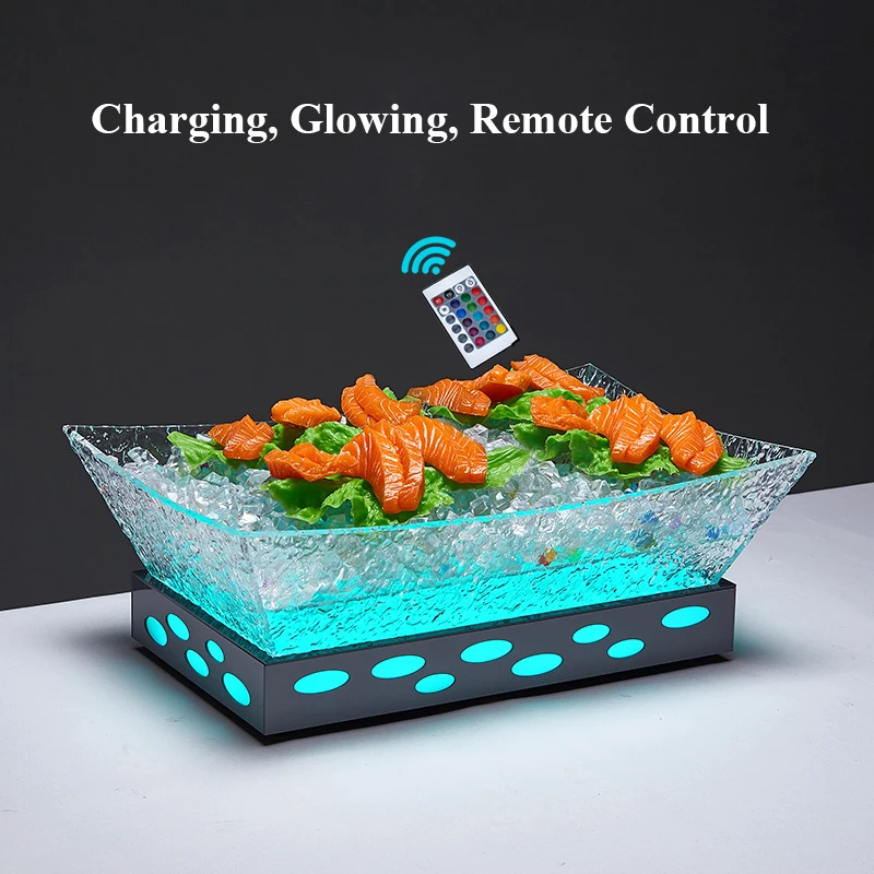 Ice Chilled Serving Tray - LED Acrylic Seafood Display