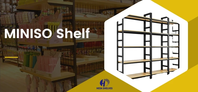 Metal MINISO Shop Display Racks - Customized Supermarket Shelves