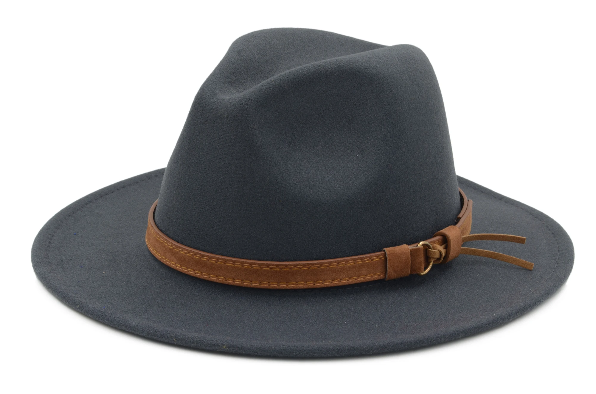 Sh-1002 Men Women Classic Vintage Belt Buckle Wide Brim Fedora Hat ...