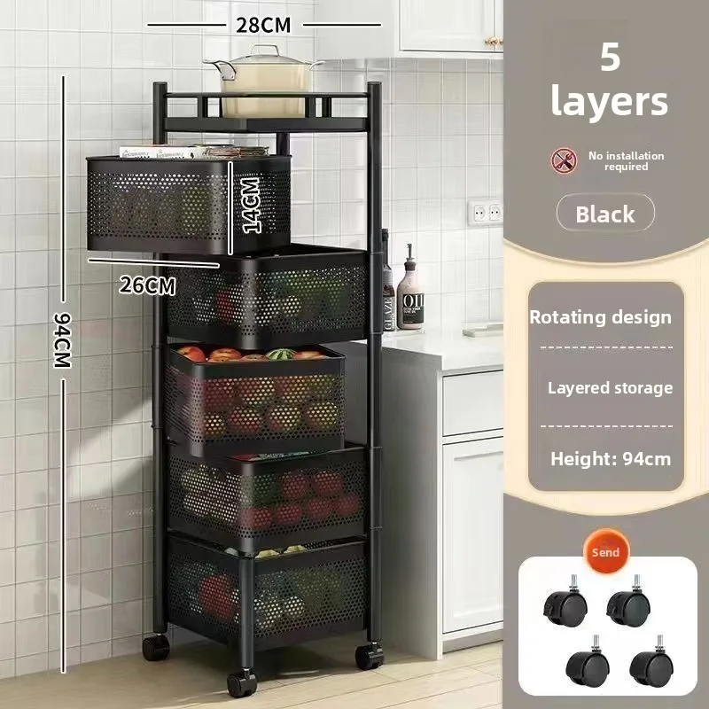 Rotatable Multi-Layer Kitchen Rack Household Multifunctional Fruit ...
