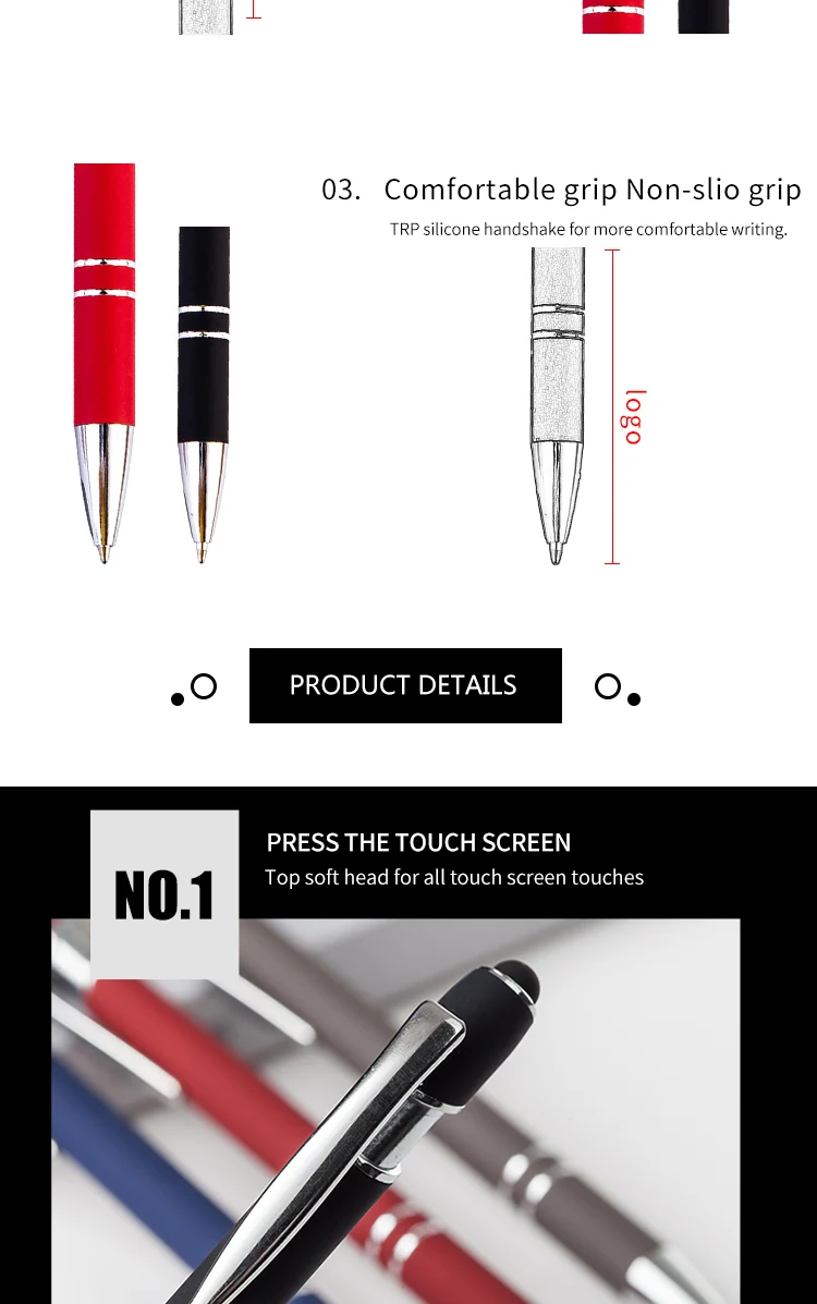 Customized Logo Stylus Pens - Promotional 2 in 1 Touch Screen Pens