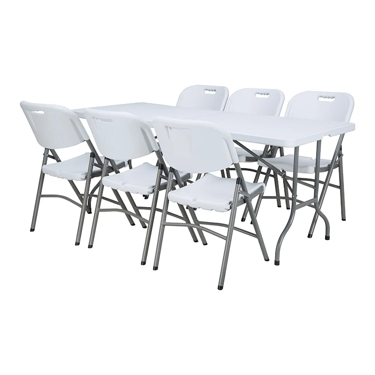 6' Outdoor Table Folding Picnic Table Portable Plastic 6 People Kitchen ...