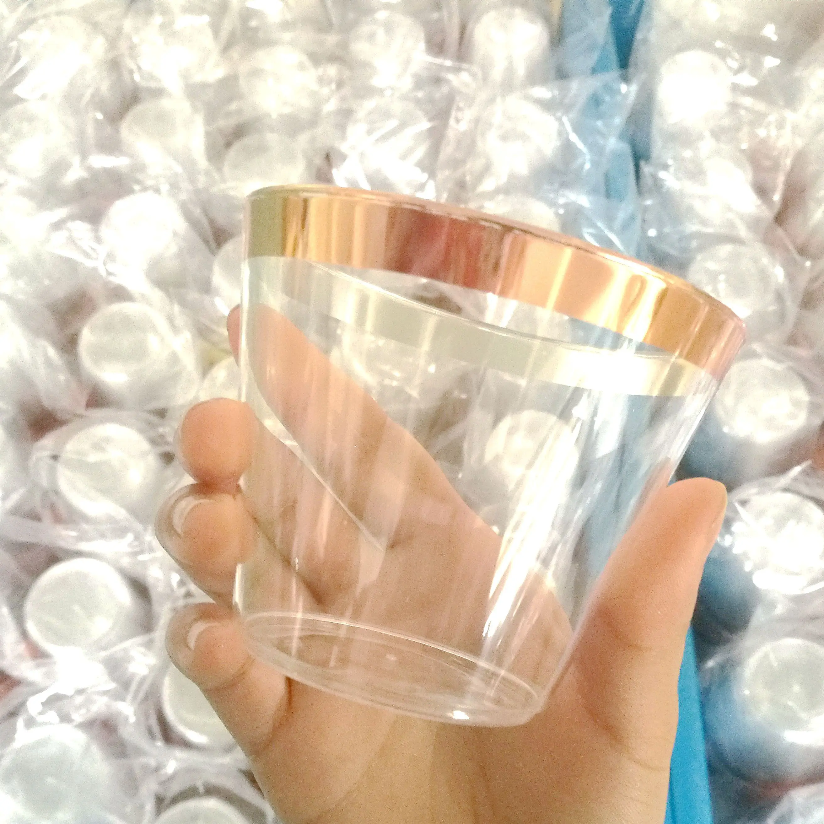 9oz 12oz 14oz Gold Rim Plastic Cups Fancy Disposable Wedding Elegant ...
