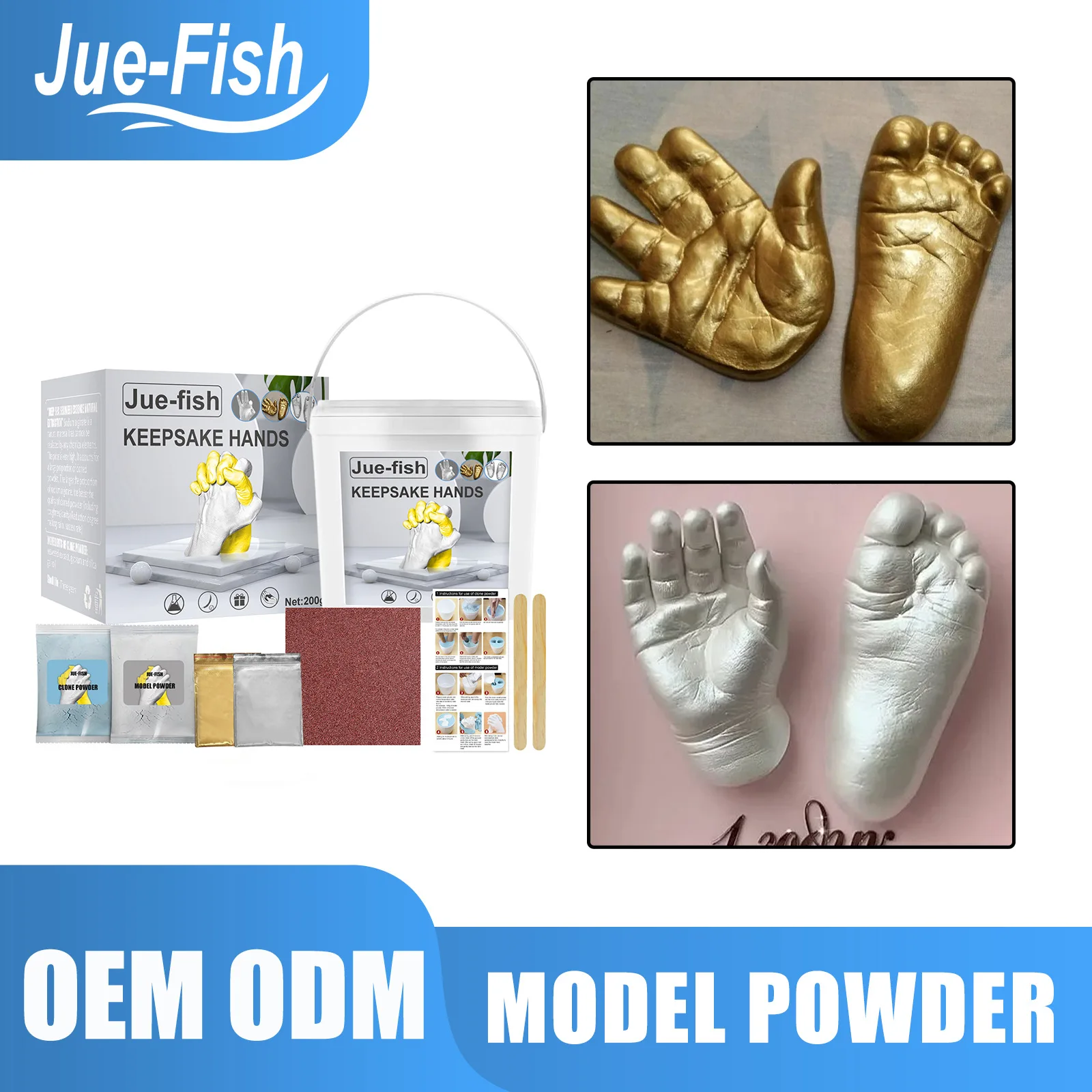 Jue-fish 3d Plaster Molding Clone Powder Baby Hand Foot Save Modeling ...
