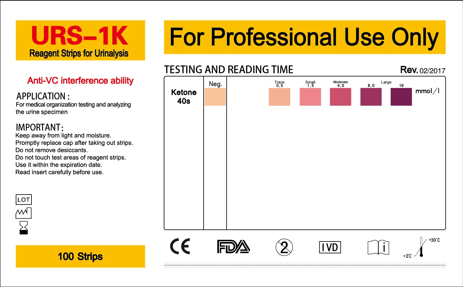 Ketone Rapid Test Kit Urs-1k Amazon Hot Sale Ketone Strips With Ce Iso ...