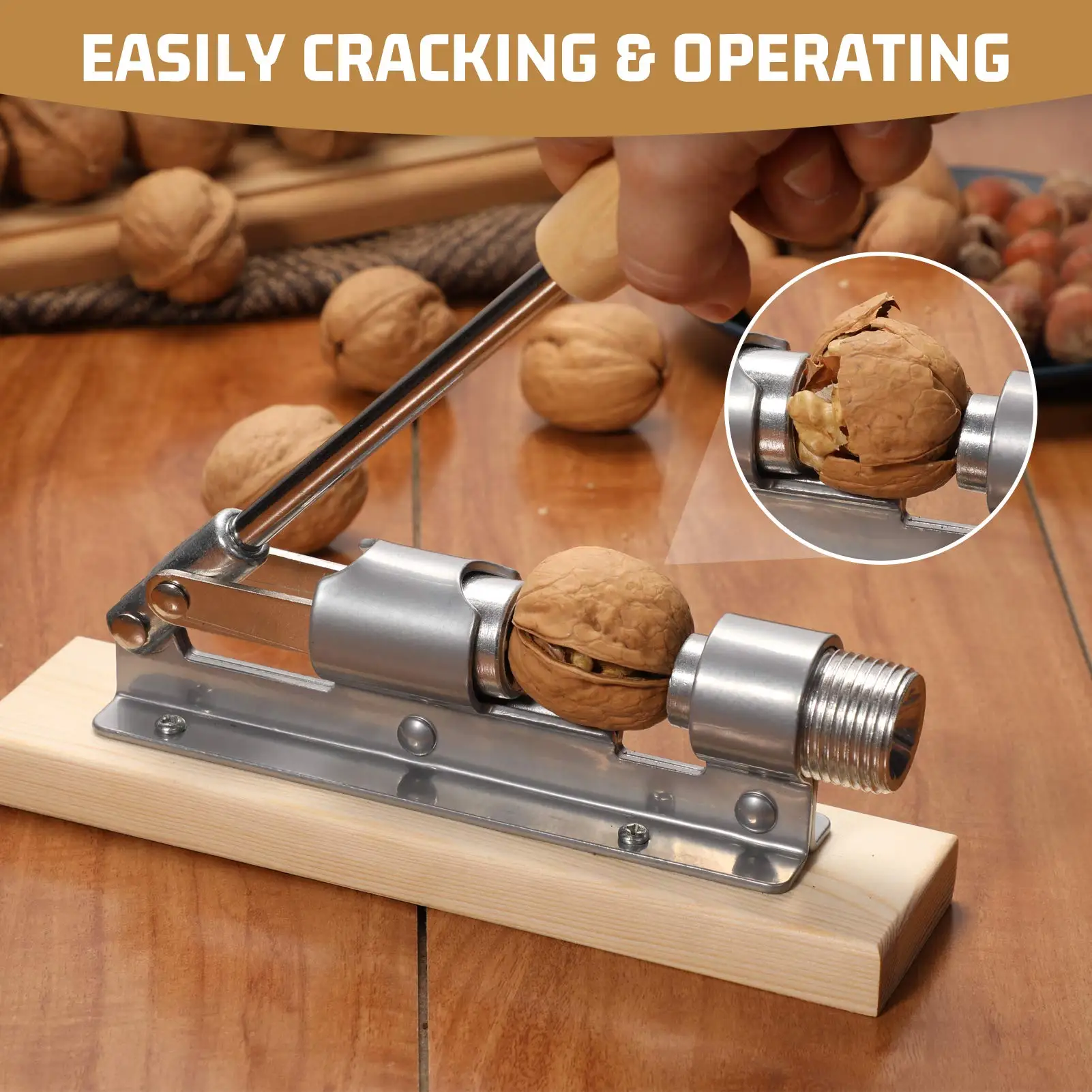 Manual Stainless Steel Nut Cracker Mechanical Sheller Walnut Nutcracker ...
