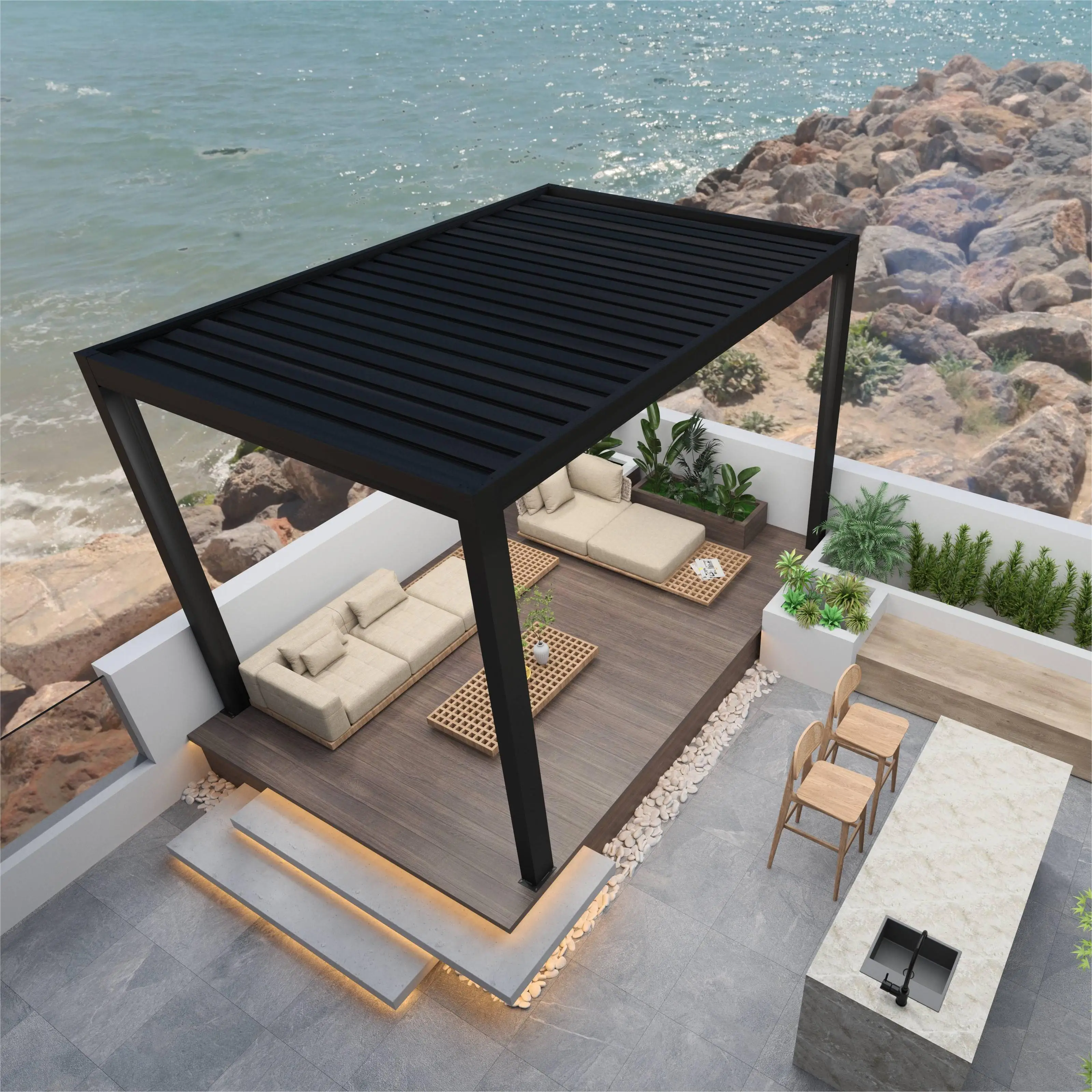 Aluminum Awning Canopy Pergola Outdoor Waterproof Gazebo Roof Ideas 3x3 ...