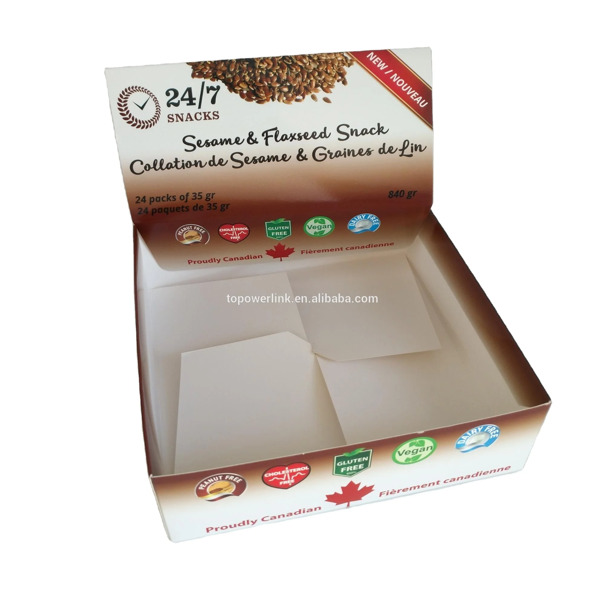 Custom Printed Retail Counter Whey Protein Bar Display Paper Box Energy ...