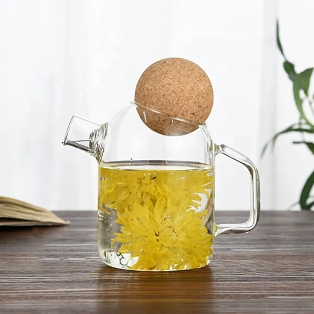 Wholesale Borosilicate Glass Water Jug Pot With Cork Ball Lid Carafe ...