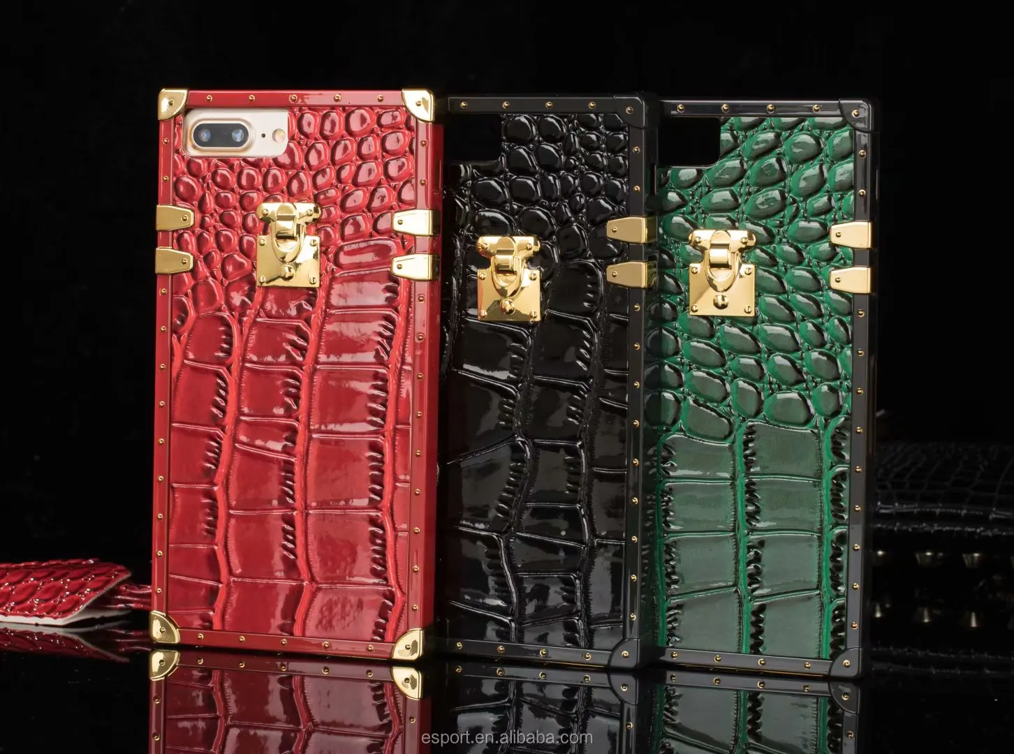 Leather Trunk Phone Case For Samsung Luxury Crocodile Leather Phone ...