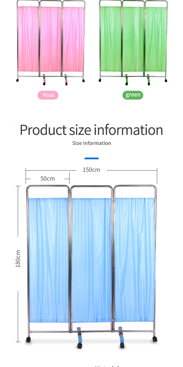 Hospital Ward Screen Single Folding Stainless Steel Medical Screen ...