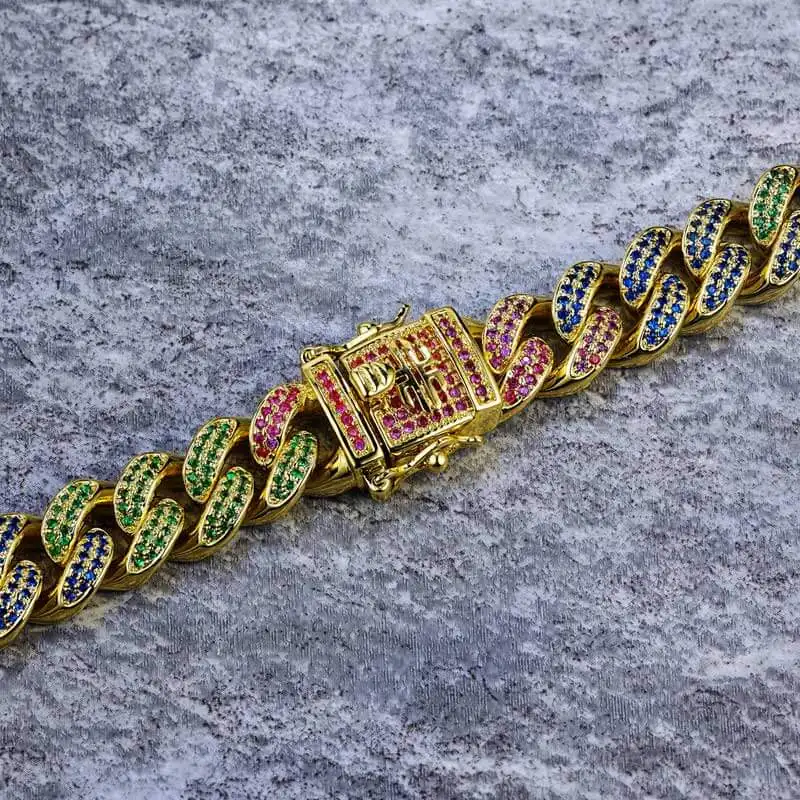 Krkc 12mm 20 Inch Colorful Diamonds Miami Multicolor Hiphop Custom Iced ...