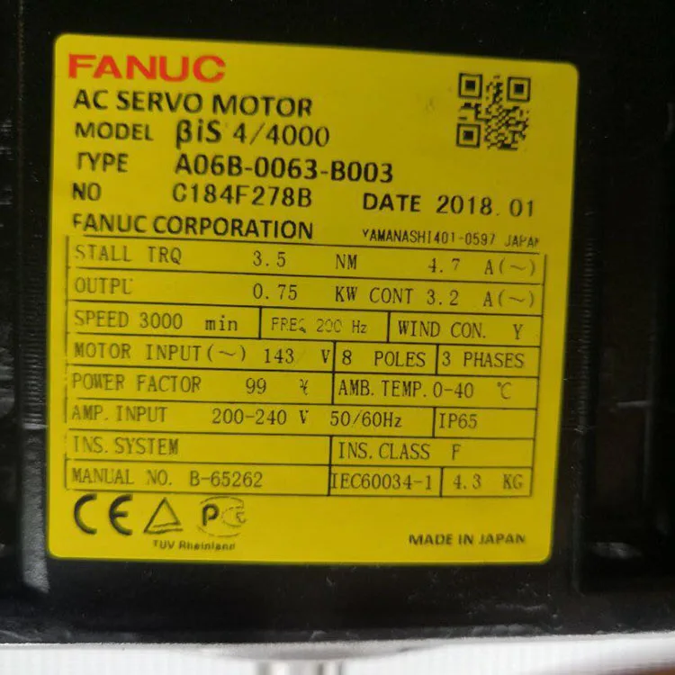 FANUC AC Servo Motor Bis4/4000 A06B-0063-B003 - 3 Month Warranty