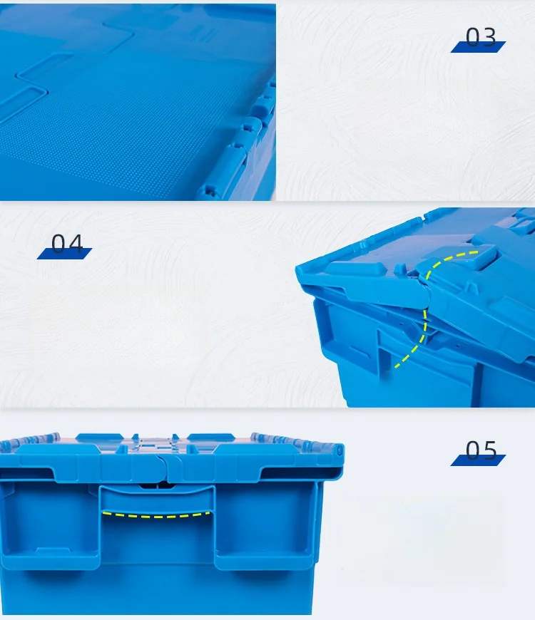 Blue Lid Tilted-insertion Logistics Box,Stackable Plastic Storage Bin ...