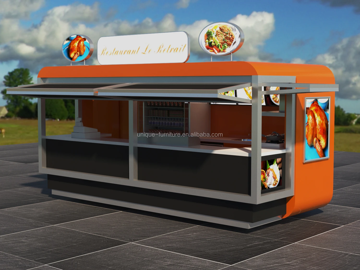 Mobile Food Stand Kiosk Design - Modern Eco-Friendly Coffee & Ice Cream ...